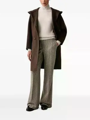 SILVIAN HEACH Double-breasted Hooded Coat - Brown