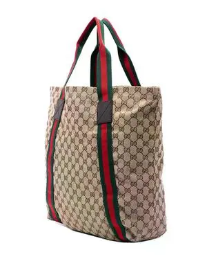 Gucci 2016-2026 Gg Canvas Web Tote Bag - Neutrals