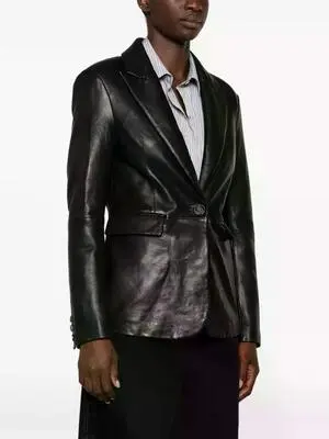 THE JACKIE LEATHERS Single-breasted Leather Blazer