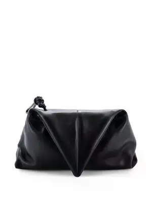 Bottega Veneta Bv Trine Fold Leather Clutch Bag - Black