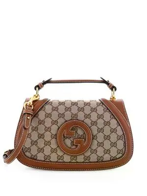 Gucci Blondie Nm Top Handle Bag Gg Coated Canvas With Leather Medium Shoulder Bag - Brown