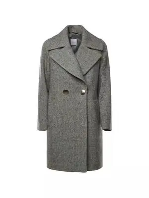 ALISHEVA Herringbone-pattern Double-breasted Coat