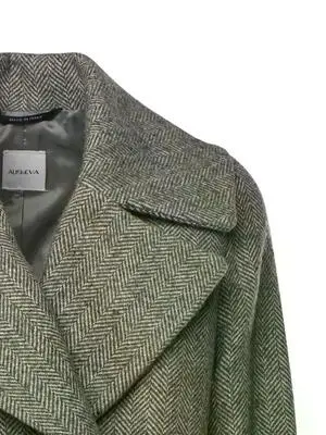 ALISHEVA Herringbone-pattern Double-breasted Coat