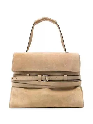 Moschino Belted Suede Tote Bag - Neutrals