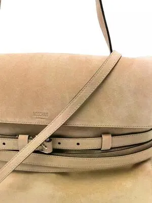 Moschino Belted Suede Tote Bag - Neutrals