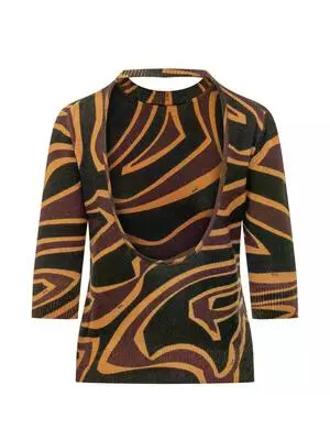 Emilio Pucci Abstract-print Scoop-back Sweater