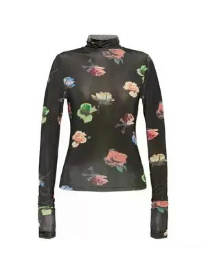 GANNI Floral-print High-neck Top