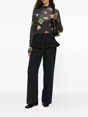 GANNI Floral-print High-neck Top