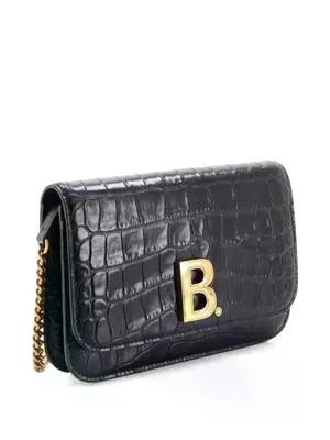 Balenciaga B Dot Wallet On Chain Crocodile Embossed Leather Crossbody Bag