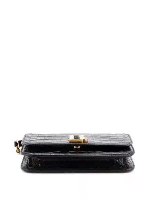 Balenciaga B Dot Wallet On Chain Crocodile Embossed Leather Crossbody Bag