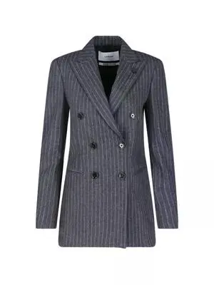 LARDINI Pinstripe Double-breasted Blazer - Grey