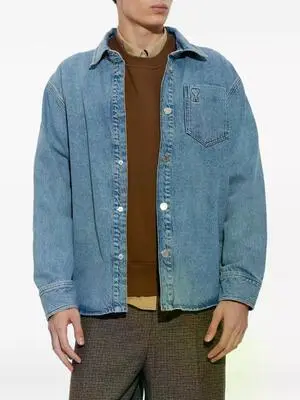 AMI Paris Cotton Overshirt With De Coeur