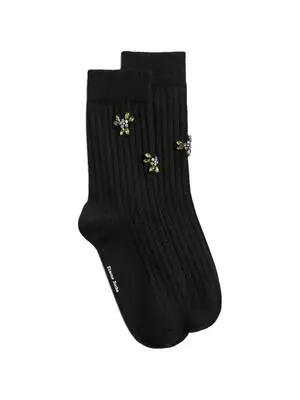 Simone Rocha Embellished Ribbed-knit Socks - Black