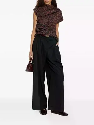 GANNI Leopard-print Draped Top - Brown