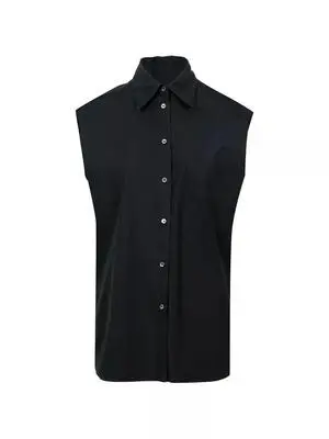 N°21 Sleeveless Chest-pocket Shirt - Black