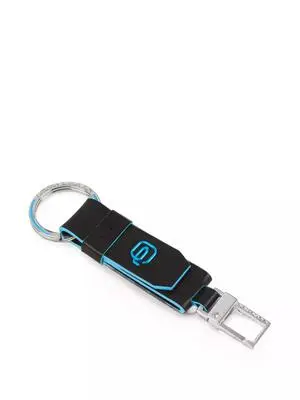 PIQUADRO Leather Carabiner Keychain - Black