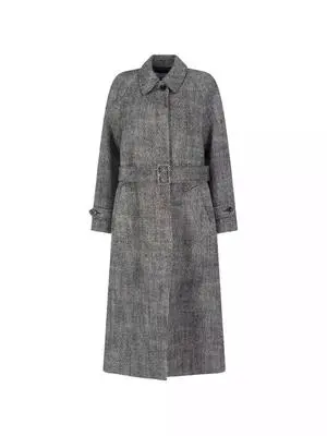 LARDINI Herringbone-pattern Belted Coat - Grey