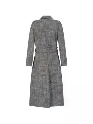 LARDINI Herringbone-pattern Belted Coat
