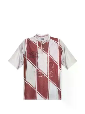 UMBRO Diamond-print Studded Polo Shirt - Red