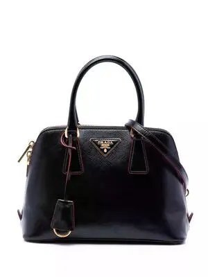 Prada 2010-2026 Small Saffiano Vernice Promenade Satchel - Black