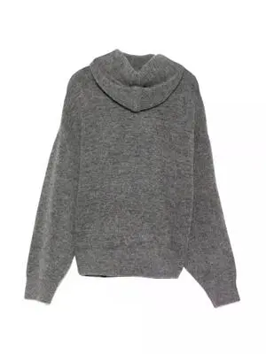Closed Bow-detail Knitted Hoodie