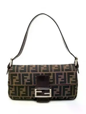 Fendi 2000-2010 Zucca Canvas Baguette Shoulder Bag - Brown