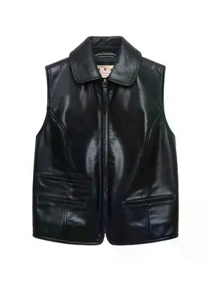 Marni Leather Zip-through Vest - Black
