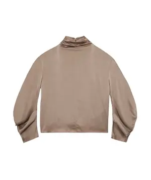 REISS Silk High-neck Blouse - Neutral