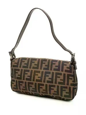 Fendi 2000-2010 Zucca Canvas Baguette Shoulder Bag - Brown
