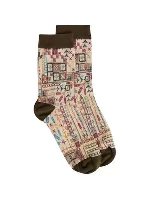 Momoni Nanami Printed Socks - Neutrals