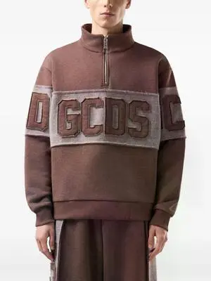 Gcds Logo-appliqué Half-zip Sweatshirt