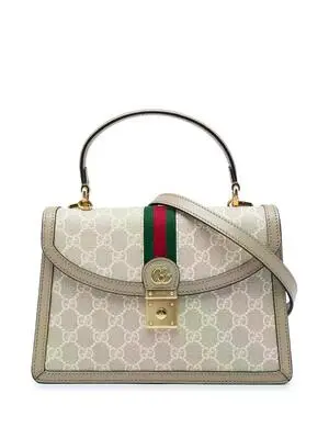 Gucci 2016-2026 Small Gg Canvas Web Ophidia Top Handle Flap Satchel - Neutrals