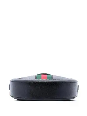 Gucci 2016-2026 Mini Calfskin Web Ophidia Round Crossbody Bag - Black