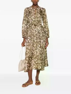 Max Mara Floral-print Belted Midi Dress