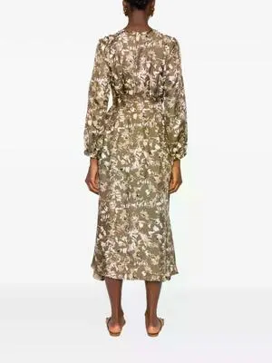 Max Mara Floral-print Belted Midi Dress