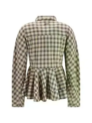 GANNI Check Peplum Shirt