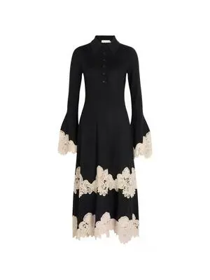 Zimmermann Valiant Lace-trim Bell-sleeve Midi Dress