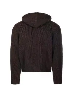 DUNST Ribbed-knit Zip-up Cardigan - Brown