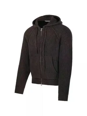 DUNST Ribbed-knit Zip-up Cardigan