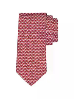 FERRAGAMO Charlie Print Silk Tie - Red