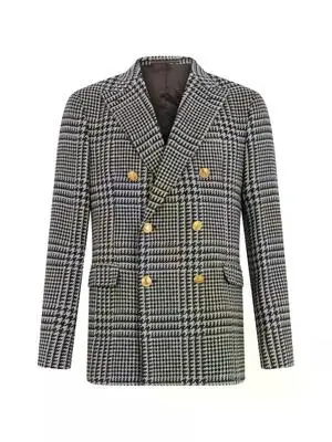 SLOWEAR Prince Of Wales Check Double-breasted Blazer - Blue