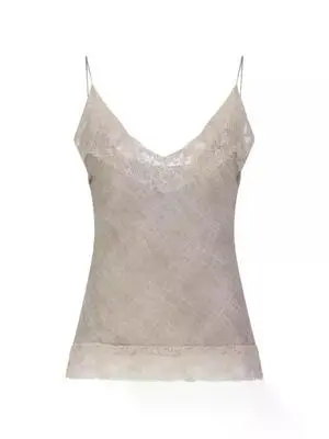 Ermanno Scervino Lace-trim Silk Top - Grey