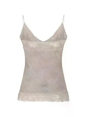 Ermanno Scervino Lace-trim Silk Top