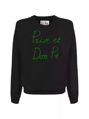 MC2 SAINT BARTH Slogan-embroidered Sweater - Black