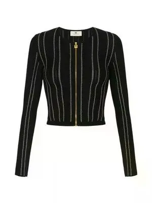 Elisabetta Franchi Cardigan In Knit Fabric - Black