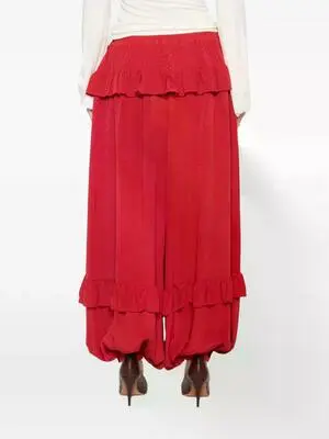 Chloé Ruffled Silk-jacquard Trousers - Red