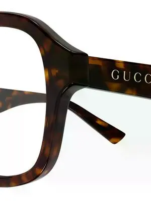Gucci Tortoiseshell-effect Pilot-frame Glasses