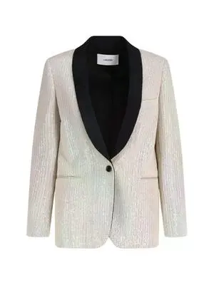 LARDINI Sequin-embellished Shawl-lapel Jacket - Neutrals