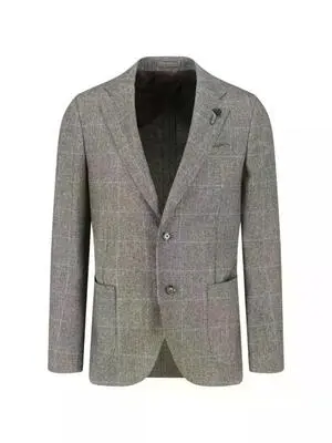 LARDINI Check-pattern Wool Blazer - Grey