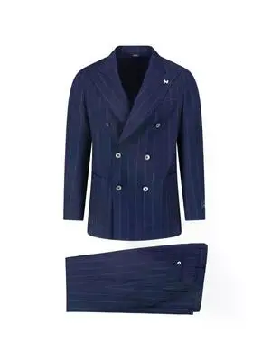 TOMBOLINI Pinstripe-pattern Double-breasted Suit - Blue